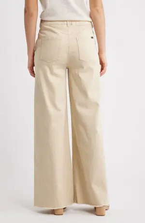 Hue Raw Hem Wide Leg Denim Pants
