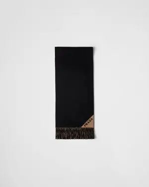Prada Double Cashmere Scarf - Black/noisette