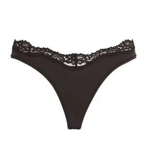 SKIMS Lace-trim Fits Everybody Dipped Thong Brown