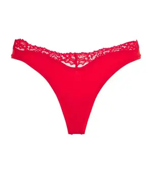 SKIMS Lace-trim Fits Everybody Dipped Thong Red