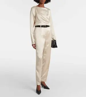 TOTEME High-rise Straight Pants - White