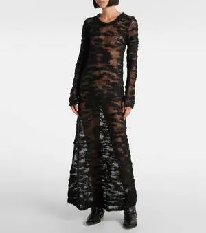 GANNI Sheer Boucle Maxi Dress