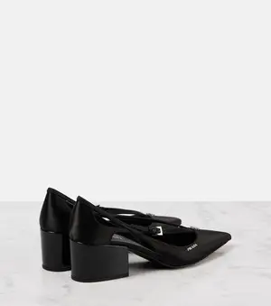 Prada Embellished Cutout Satin Pumps - Black