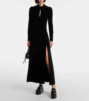 GANNI Cutout Velvet Midi Dress