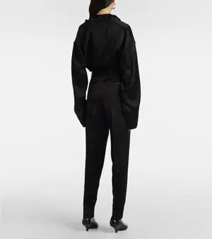 TOTEME High-rise Straight Leg Pants - Black