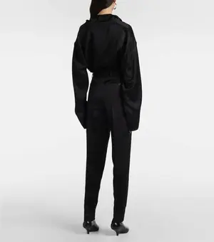 TOTEME High-rise Straight Leg Pants - Black