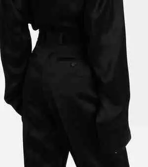 TOTEME High-rise Straight Leg Pants - Black