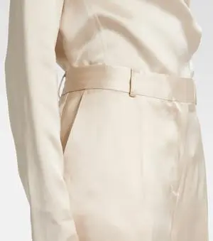 TOTEME High-rise Satin Straight Pants - White