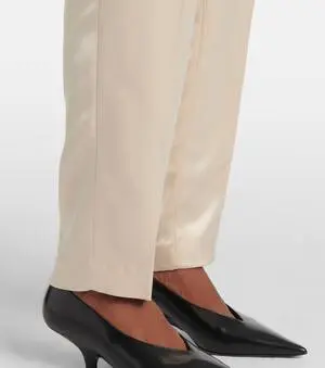 TOTEME High-rise Satin Straight Pants - White