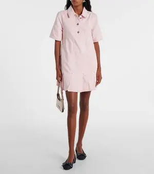 GANNI Pleated Denim Shirt Dress