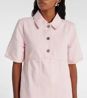 GANNI Pleated Denim Shirt Dress