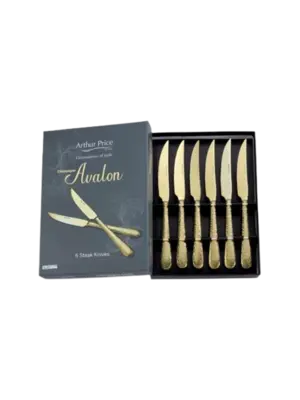 ARTHUR PRICE Avalon Stainless-steel Steak Knives Set Of Six - Champagne
