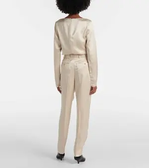 TOTEME High-rise Satin Straight Trousers - White