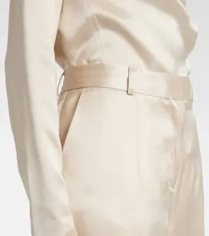 TOTEME High-rise Satin Straight Trousers - White