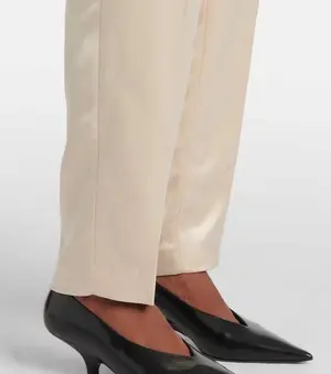 TOTEME High-rise Satin Straight Trousers - White