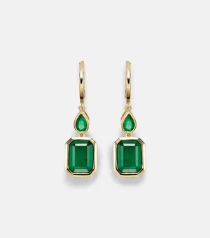 Shay Jewelry Illusion 18kt Drop Earrings With Emeralds - Gold