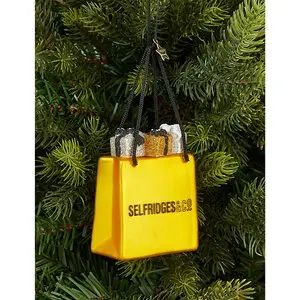 SELFRIDGES EDIT Bag Glass Christmas Decoration 8cm