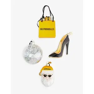 SELFRIDGES EDIT Bag Glass Christmas Decoration 8cm