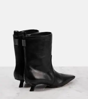 Brunello Cucinelli Leather Ankle Boots - Black