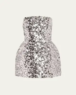 BRONX BANCO Bronx And Banco Maraya Strapless Sequin Mini Dress - Silver