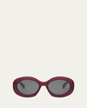 Celine Celine Triomphe Round Sunglasses Shiny Bordeaux/smoke