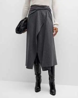 A.L.C. A.L.C. Clara Pinstripe Midi Wrap Skirt - Grey Melan