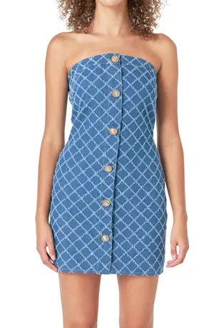 Endless Rose Distressed Button Front Minidress