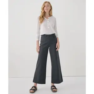PACT Organic Stretch Twill Wide Leg Pant - Storm