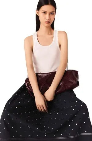 Maje Rib Knit Tank Top With Clover Patch - White
