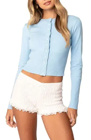 EDIKTED Alaina Button-up Cardigan - Light-blue