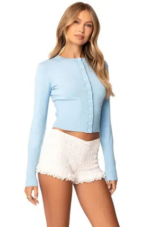 EDIKTED Alaina Button-up Cardigan - Light-blue
