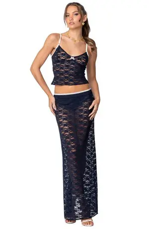 EDIKTED Vara Sheer Lace Crop Top