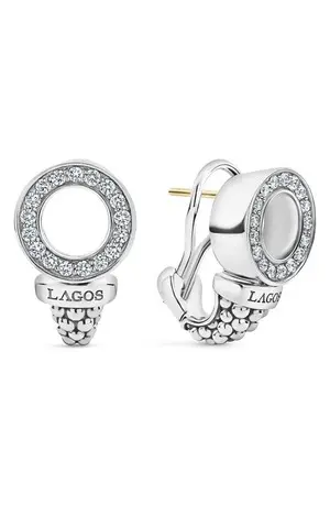Lagos Enso Diamond Caviar Circle Earrings