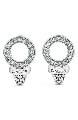 Lagos Enso Diamond Caviar Circle Earrings