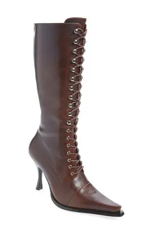Women's Brown Lace Up Boots