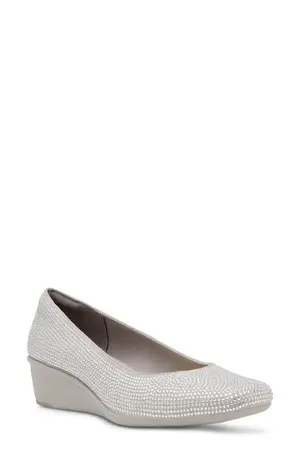 Anne Klein Crystal Embellished Wedge Pumps - Grey Crystal