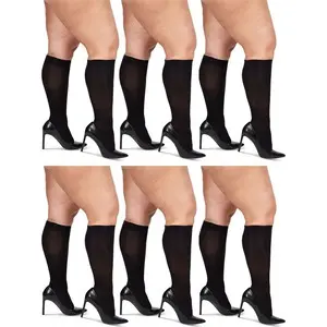MEMOI 6-pack Knee High Socks - Black