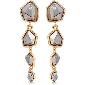 Ettika Faceted Metal Drop Earrings - Rhodium