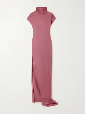 Rick Owens Edfu Turtleneck Charmeuse Maxi Dress