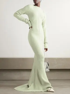 Rick Owens Luna Open-back Brushed-knit Gown - Green