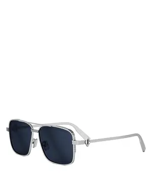 Dior Geometric Sunglasses, 58mm - Palladium/blue