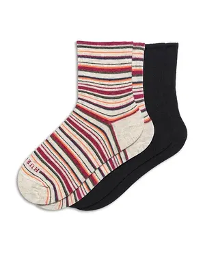 Hue Mini Crew Socks - Pack Of 2 Multi Strip