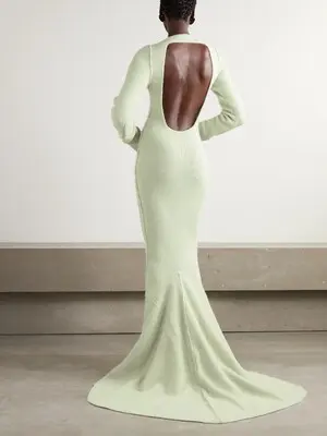 Rick Owens Luna Open-back Brushed-knit Gown - Green