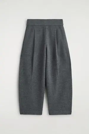 Cos Boiled Wool Barrel-leg Pants - Dark Grey