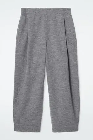 Cos Boiled Wool Barrel-Leg Pants Gray