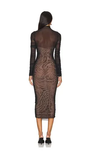SEROYA Trina Mesh Ruched Midi Dress