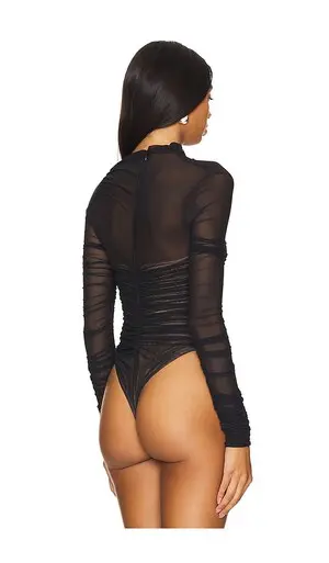 SEROYA Mila Ruched Bodysuit With Asymmetric Neck