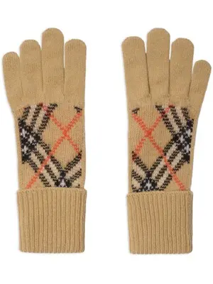 Burberry Nova Check Knit Gloves - Neutrals