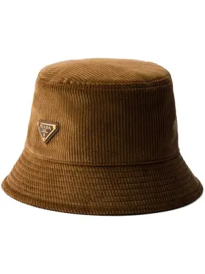 Prada Corduroy Bucket Hat - Brown