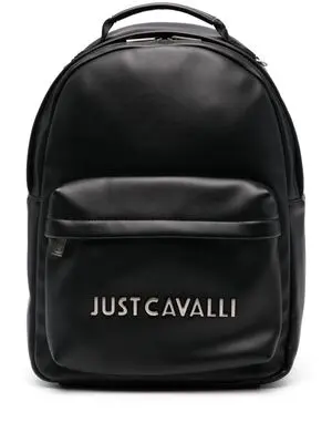 Just Cavalli Logo-lettering Leather Backpack - Black